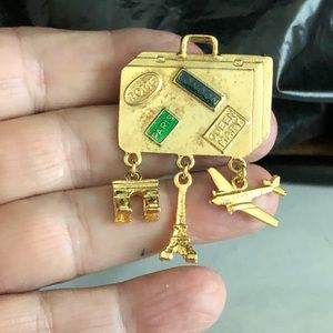 Jewelry | Pin Suitcase Wtravel Stamps And Dangling Charms | Poshmark